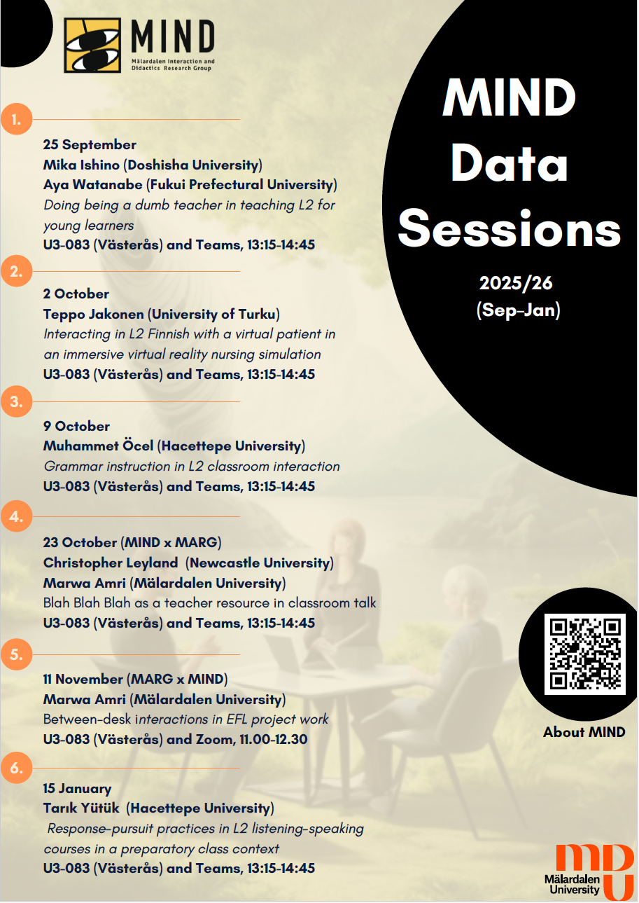 Data Sessions – Mälardalen INteraction & Didactics (MIND) Research Group